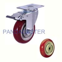 China Polyproylene Medium Duty Casters 100Kg Red Double Locking Casters for sale