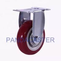 China Red Medium Duty Casters 220LBS Polyurethane Caster Wheels With Ball Bearings for sale