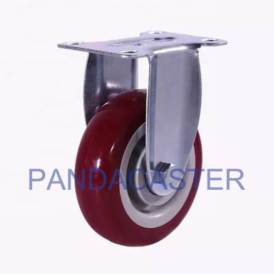 China Red Medium Duty Casters 220LBS Polyurethane Caster Wheels With Ball Bearings for sale