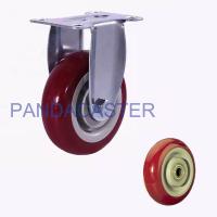 China Red Medium Duty Casters 220LBS Polyurethane Caster Wheels With Ball Bearings for sale