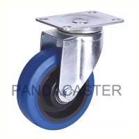 China Blue Elastic Rubber Top Plate Swivel Casters Wheels / Polypropylene Casters for sale