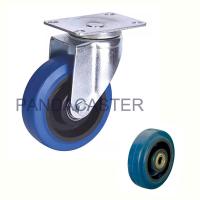 China Blue Elastic Rubber Top Plate Swivel Casters Wheels / Polypropylene Casters for sale