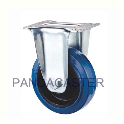 China Top Plate Blue Caster Wheels 4 Inch Elastic Rubber Tread Wheels for sale