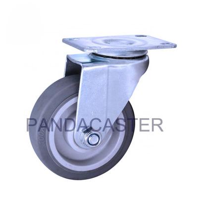 China Gray 120KG Medium Duty Casters Top Plate 4 Rubber Caster Wheels for sale