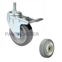 China 4 Inch Nonmarking Soft Rubber Wheel Swivel Screw Stem Casters With Double Lock Brake for sale
