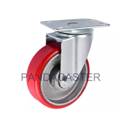 China 4 Inch Polyurethane Tread Iron Core Wheel Medium Duty Top Plate Swivel Caster for sale
