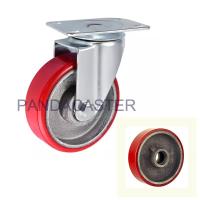China 4 Inch Polyurethane Tread Iron Core Wheel Medium Duty Top Plate Swivel Caster for sale
