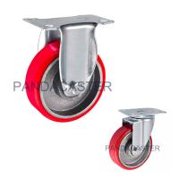 China Durable Red 4 Inch Polyurethane Wheels , Medium Duty Rigid Caster Wheels for sale