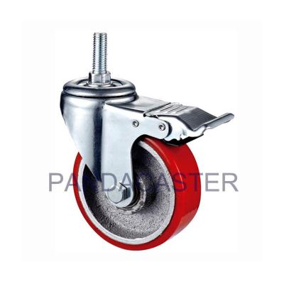 China Polyurethane Tread Medium Duty Castors , 4 Swivel Caster With Brake for sale