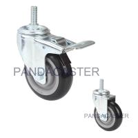 China Black Medium Duty Casters Wheel 4 Inch Threaded Rod Fixing Type With Double Lock Brake for sale