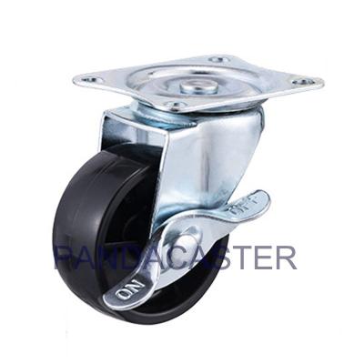 China Black Polypropylene Caster Wheels , 2 inch Light Duty Swivel Casters With Brakes for sale