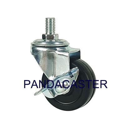 China Black 2 inch Light Duty Casters Rubber Wheel Swivel Caster With Brake for sale