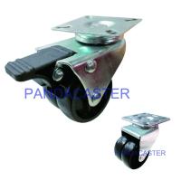 China 70Kg 155Lbs Light Duty Casters Black Double Wheel Swivel Brake Caster for sale