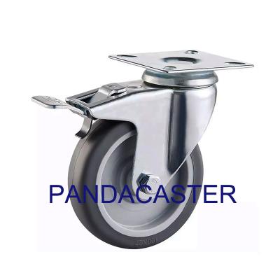 China 4 Inch Thermoplastic Rubber Wheels , TPR Caster Wheels With Total Brake for sale