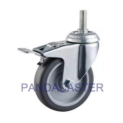 China 100mm Institutional Casters Rubber Wheels TPR Castors With Dual Lock for sale