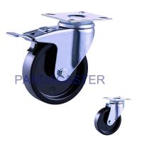 China Polypropylene Black Cart Wheel Casters , 4 Inch Swivel Casters With Brake for sale