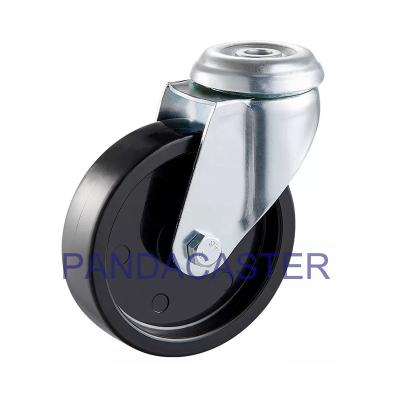 China Bolt Hole Institutional Casters 100MM Black Polypropylene Wheels For Carts for sale