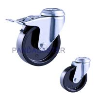 China 4 Inch Black Swivel Bolt Hole Caster Wheels With Total Brake for sale