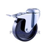 China 4 Inch Black Swivel Bolt Hole Caster Wheels With Total Brake for sale