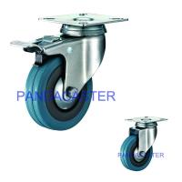 China Gray Rubber Light Duty Gray 75mm 3 Inch Swivel Casters With Brake for sale