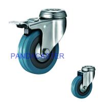 China Rubber 75mm Trolley Wheels , Swivel Bolt Hole Castors With Brake for sale