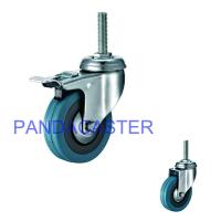 China Rubber Institutional Casters Threaded Rod Low Profile Swivel Casters With Dual Lock Brake for sale
