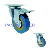 China Blue PVC 3 Inch Swivel Casters Trolley Wheels With Dual Lock Brake for sale