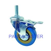 China Threaded Rod Swivel PVC 75mm Castor Wheel With Lock Brake for sale