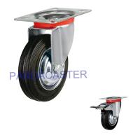 China 4 Inch Black Rubber Industrial Caster Wheels Rubber Wheel Top Plate for sale