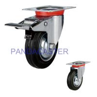 China Top Plate Swivel Industrial Caster Wheels 4 inch Black Rubber Caster Wheel for sale