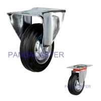 China Industrial Rigid Caster , 4 Inch Black Rubber 4 Inch Castor Wheels For Carts for sale