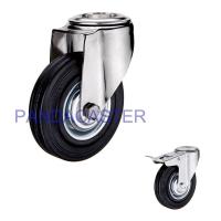 China Black Rubber Wheel Bolt Hole Swivel Industrial Castor Wheels 4 Inch for sale