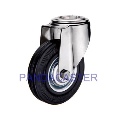 China Black Rubber Wheel Bolt Hole Swivel Industrial Castor Wheels 4 Inch for sale