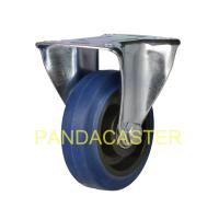 China Fixed Industrial Caster Wheels 100mm 4 Inch Super Elastic Rubber Wheels for sale