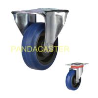China Fixed Industrial Caster Wheels 100mm 4 Inch Super Elastic Rubber Wheels for sale