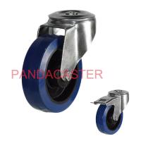 China Bolt Hole Swivel Industrial Style Caster Wheels 125mm 5 Inch Blue for sale