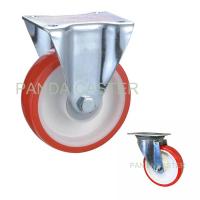 China SGS 6 Inch Rubber Caster Wheels , Red Fixed Industrial Trolley Wheels for sale
