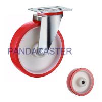 China 5in Industrial Caster Wheels Red PU Polyurethane Wheel For Furniture / Carts for sale