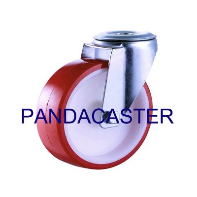 China 5 Inch Polyurethane Industrial Caster Wheels 150KG Swivel Bolt Hole Caster for sale