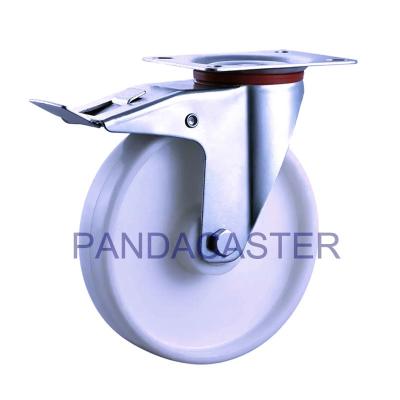 China PP Industrial White Castor Wheels , 5 Inch Casters With Brakes for sale