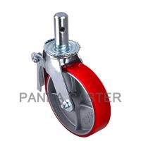 China 8 Inch Scaffold Castor Wheels Polyurethane Tread Iron Core With Insert Rod for sale