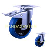China 200Kg Industrial Cart Casters , Blue 5 Inch Swivel Caster Wheels  With Dual Lock for sale