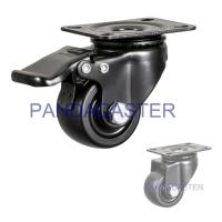 China 50mm Casters Nylon Wheel 2 Inch Black Low Gravity Center With Total Brake for sale
