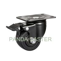 China Black Low Profile Swivel Casters And Wheels 65mm With Double Brake for sale