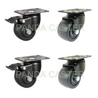 China Black Low Profile Swivel Casters And Wheels 65mm With Double Brake for sale