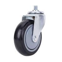 China 4 Inch Shopping Cart Casters Wheels Polyurethane Tread Wheel Swivel Thread Rod for sale