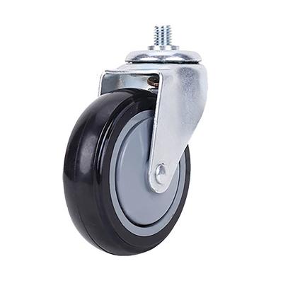 China 4 Inch Shopping Cart Casters Wheels Polyurethane Tread Wheel Swivel Thread Rod for sale