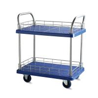 China Double Deck Floor Hand Platform Truck 300KG 660Lbs Plastic Platform Cart for sale