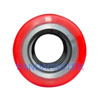 China Polyurethane / PU Pallet Truck Roller Wheels Red 80*93mm for sale