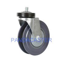 China Durable Shopping Cart Casters 40Kg 88Lbs Double Clip Polyurethane Tread Nylon Center Wheel for sale